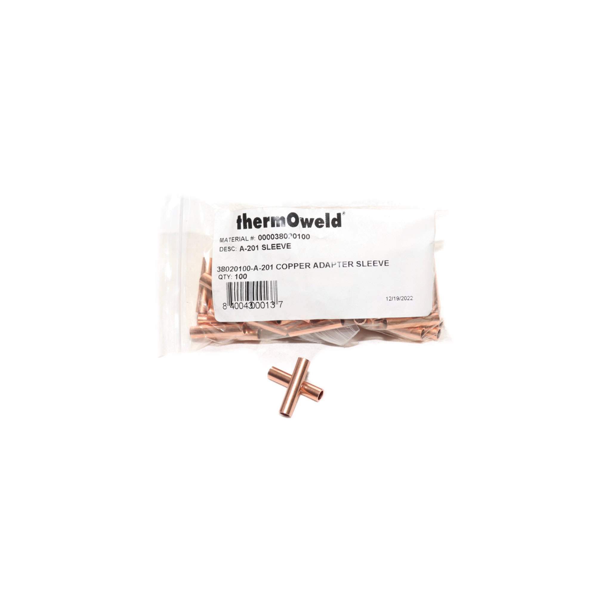 Copper Sleeve; Thermoweld A-201; #8-#6 Solid (100/Pack); 38-0201-00 ...